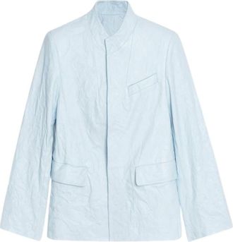 Zadig&Voltaire Femme, Vestes, Bleu, Taille: 42 FR Veste en cuir &agrave; col montant