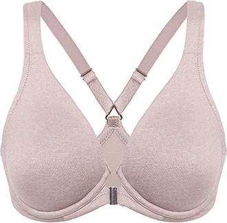 Delimira Soutien Gorge Fermeture Devant Grande Taille avec Armature Decollete Plongeant Dos Nageur Non Rembourré Cameo Heather 100E