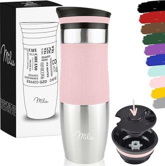 Milu Mug Isotherme Etanche 370ml 450ml Thermo Caf&eacute;-Th&eacute; I Tasse isol&eacute;e pour caf&eacute; et th&eacute; &agrave; emporter, Double Paroi Isol&eacute;e sous Vide, Acier Inoxydable I Tasse 