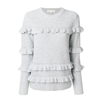 Michael Kors Wollpullover mit Rundhalsausschnitt - - Knitwear - Damen - Grau - XS
