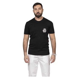 Dolce & Gabbana Homme, Tops, Noir, Taille: M T-Shirt M/Corta Giro