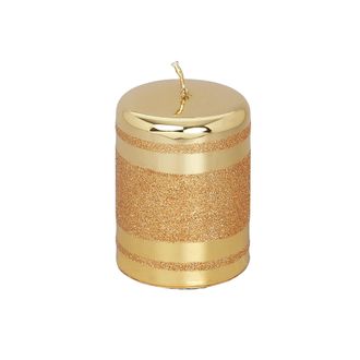 G Decor Gold-Glitzer-Kerze, Jahrestag, neues Zuhause, Weihnachten (kleine S&auml;ule, unparf&uuml;miert)