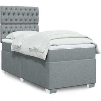 vidaXL Boxspringbett mit Matratze Hellgrau 100x200 cm Stoff Vidaxl 300271