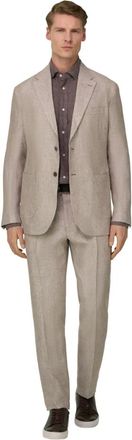 Boggi Milano Homme, Costumes, Beige, Taille: XL Herringbone Linen Suit