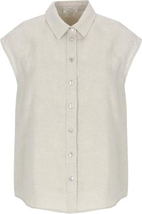 PANICALE Panicale, Femme, Blouses et Chemises, Beige, Taille: 36 FR Linen Shirt