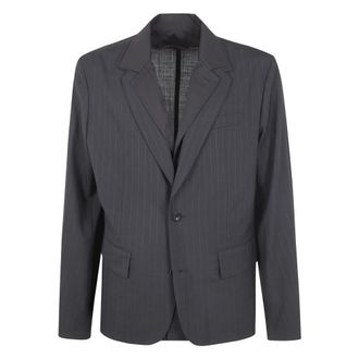 sacai Veste boutonn&eacute;e &agrave; rayures tennis - Homme - Vestes - Noir - Taille: L
