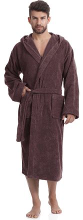 Ladeheid Herren Frottee Bademantel aus 100% Baumwolle LA40-101(Braun (D15), S)