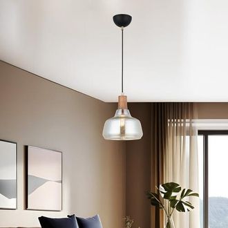 Opviq Antique Lacquer Chandelier, Metal Body, &Oslash;20 cm Glass Cap, Adjustable Height 50-98 cm, E27 Socket, Elegant Lighting for Home Decor, IP20 Rated