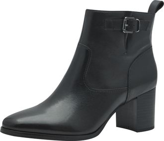 Marco Tozzi Damen Stiefeletten mit Absatz aus Leder mit Reißverschluss, Schwarz (Black), 38 EU