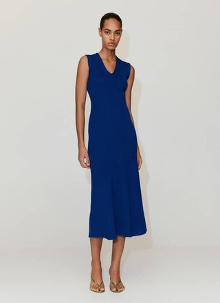 Mango Robe midi ajust&eacute;e bleu - Femme - XS - MANGO