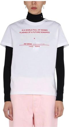 Raf Simons Femme, Tops, Blanc, Taille: 38 FR T-Shirt Graphique Oversize
