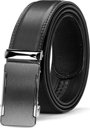 Glamexx24 Ceinture pour homme avec boucle automatique, noir ceinture &agrave; cliquet &agrave;, large 35 mm