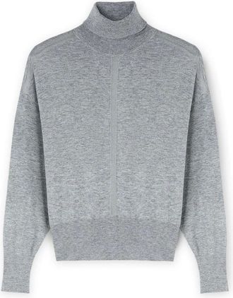 Motivi Femme, Pulls, Gris, Taille: 38 FR Pull col roul&eacute; avec empi&egrave;cement transparent