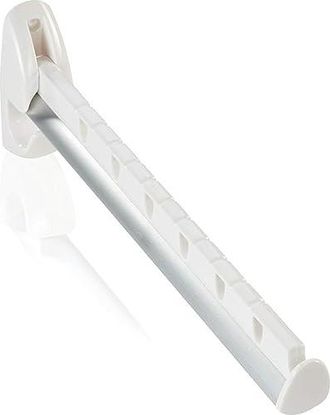 Leifheit Porte cintre mural Airette, Support de cintre pouvant accueillir jusquà 7 cintres, Tringle à vêtements rétractable de 31 cm à fixer au mur