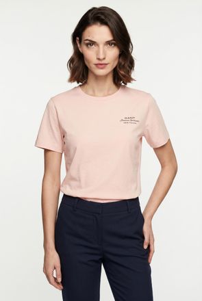 GANT T-Shirt GANT REGULAR GRAPHIC PRINT, Damen, Gr. XXL, apricot pink, Single Jersey, Obermaterial: 100% Baumwolle, unifarben, regular fit taillenbedeckt, 