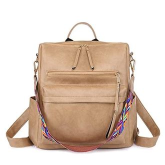 Generic Sac &agrave; dos tendance en cuir pour femme - Grand sac &agrave; dos de designer pour voyage - Sac &agrave; bandouli&egrave;re convertible - Sac &agrave; dos Augur vintage, kaki, taill