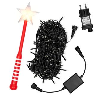 Bonetti Lichterkette mit 300 LED, 8 Leuchtmodi und Zauberstab Fernbedienung | ca. 30 Meter + 5 Meter Zuleitung | warm-wei&szlig; beleuchtet | Weihnachtsbeleuchtung 