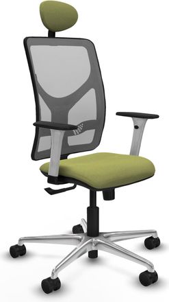 Piqueras y Crespo Drehstuhl mit wei&szlig;en und schwarzen Armlehnen, h&ouml;henverstellbarer Lendenwirbelst&uuml;tze und festem Kopfteil, ausgestattet mit 3 Positionen, Grau/Olivgr&uuml;n