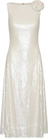 Rotate Rotate Birger Christensen - Robe midi &eacute;vas&eacute;e &agrave; sequins - Femme - Robes - Blanc - Taille: 42 FR