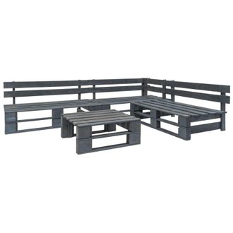 vidaXL Vidaxl - Salon de jardin palette 4 pcs Bois Gris