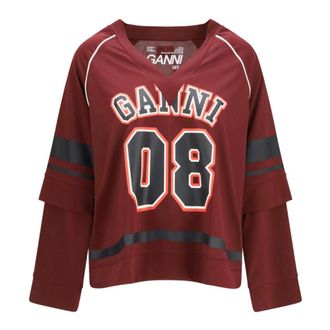 Ganni Homme, Tops, Rouge, Taille: XS T-shirt double &eacute;paisseur Cycora
