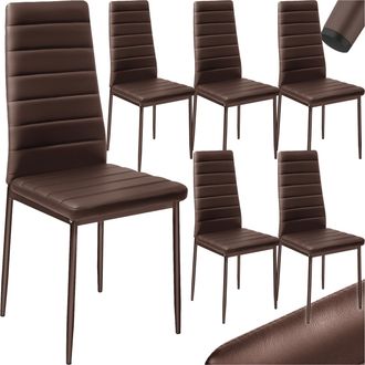 TecTake eleganter Stuhl mit hoher Rückenlehne, 6er Set, Pflegeleichte Esszimmerstühle, Küchenstühle 6er Set, Stühle 45 x 48 x 98,5 cm, Polsterstuhl modern und