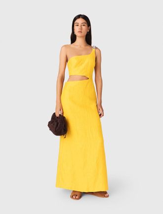 Maje Asymmetrisches Leinen-mix-kleid - Orange - Gr&ouml;&szlig;e 32 - Maje