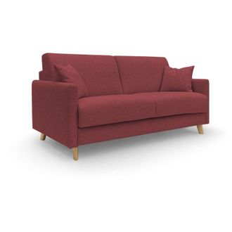 Divani.Store Edgar Schlafsofa aus wasserfestem felis Stoff T03 160 cm (mat. 120x197) rot
