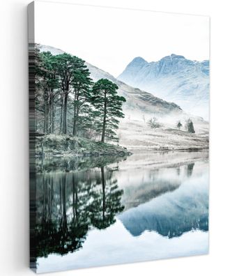 MuchoWow &copy; Bild auf Leinwand 50x70 cm Schlafzimmer Bilder Badezimmer Wand Deko Wohnzimmer Modern Wanddeko Bilderwand Geschenk Natur - Winter - Berge - Wald