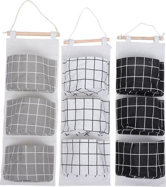 Holibanna TOGEVAL 3 St&uuml;ck Teiliges Aufbewahrungstaschen aus Baumwoll leinen mit F&auml;chern h&auml;ngeorganizer f&uuml;r Modisches Design Langlebig und Praktisch f&uuml;r Schlafzi