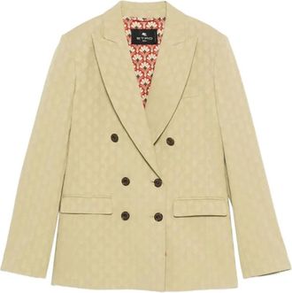 Etro Femme, Vestes, Beige, Taille: 40 FR Blazer crois&eacute; &agrave; motifs