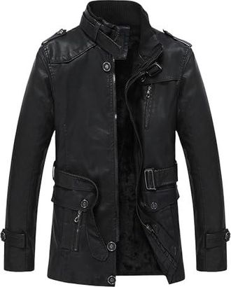 Generic Manteau de voiture en cuir d&eacute;contract&eacute; 3/4 pour homme - Trench en cuir - Style vintage - Longue veste en cuir, Noir, XXL