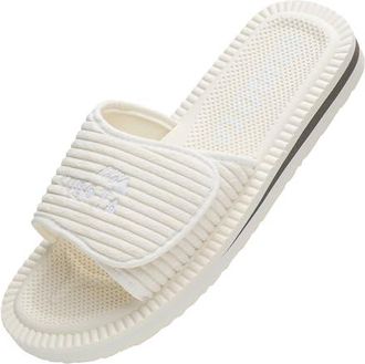 Kubota Claquettes à scratch Femme & Homme - Sandales été - Claquettes avec fermeture auto-agrippante - Chaussures pour piscine et plage - Chaussons - Écru 37