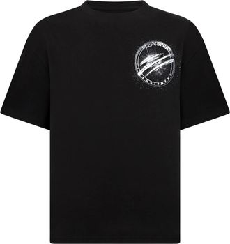 Plein Sport Homme, Tops, Noir, Taille: XS Round Neck T-Shirt Chrome Scratch Edition