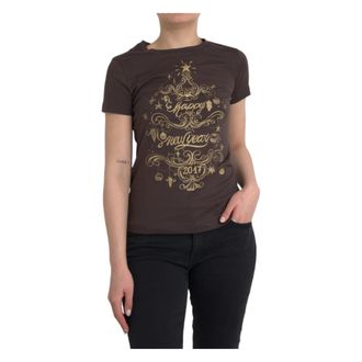 Dolce & Gabbana Braunes Grafikdruck T-Shirt 2017 - - Tops - Damen - Braun - M