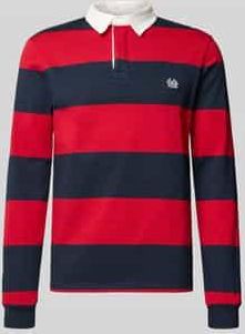 Review Regular Fit Poloshirt mit Rugby-Streifen und Logo-Bestickung