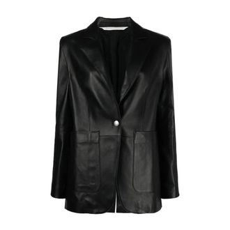 Palm Angels Leder Track Blazer - - Jackets - Damen - Schwarzk - S