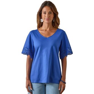 Daxon by - Tee-shirt pur coton manches papillon