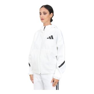 adidas Femme, Sweatshirts et sweats &agrave; capuche, Blanc, Taille: 42 FR Sweat &agrave; capuche zipp&eacute;