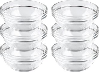 M&auml;ser Luminarc, Serie Empilable, Sch&uuml;ssel 9 cm, im 6-er Set, stapelbare Obstschalen, Glas in zeitlosem Design, Durchsichtig