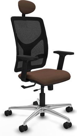 Piqueras y Crespo B&uuml;rostuhl mit 2D-Armlehnen, h&ouml;henverstellbare Lendenwirbelst&uuml;tze und festes Kopfteil, ausgestattet mit Syncro/Traslack und Schneideschaum, Schwarz/Dun