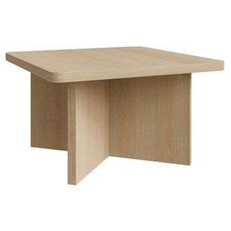 Selsey Quadratischer Couchtisch Eiche - Holz Couchtisch Klein 60 cm mit geometrischer Basis, Eleganter Minimalismus im Japandi-Stil f&uuml;r Wohnzimmer, Modernes 