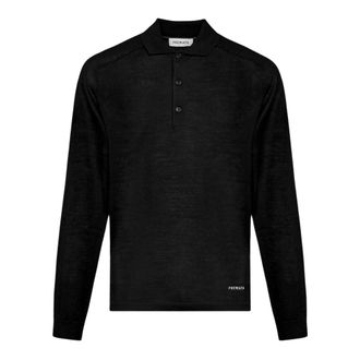 Premiata Homme, Pulls, Noir, Taille: M Polo &agrave; manches longues en laine et soie