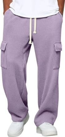 Generic Pantalon de jogging baggy pour homme - Jambe droite - Taille &eacute;lastique - Pantalon de loisirs - Pantalon de sport avec cordon de serrage - Pantalon de 