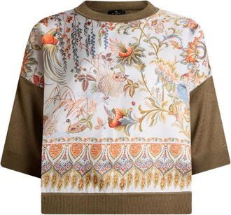 Etro floral-print inserted knit top - Braun