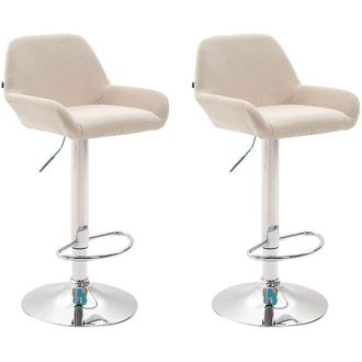 Clp R&eacute;glez 2 tabourets de braga en tissu cr&egrave;me, chrom