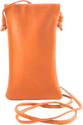 modamoda.de T265 Damen Leder Handytasche Umh&auml;ngetasche, handmade in Italy (ORANGE)
