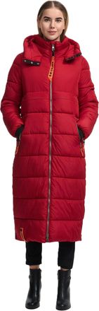Navahoo Damen Winterjacke langer Winter Mantel Winter Jacke gesteppt warmer Steppmantel B926 [B926-Kristall-Deep-Red-Gr.XXL]