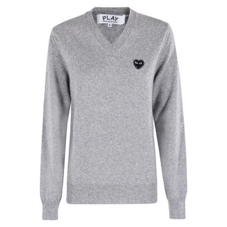 Comme Des Gar&ccedil;ons Strickpullover mit Strass-Emblem - - Knitwear - Herren - Grau - XS