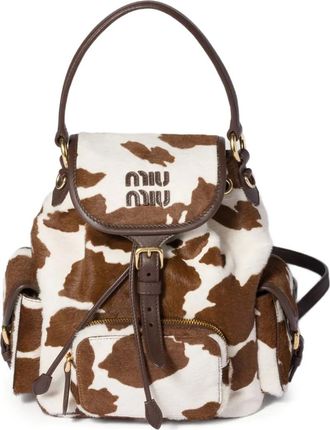 Miu Miu Rucksack mit Tier-Print - Weiß